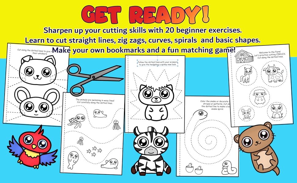 Animal Friends Scissor Skills Color, Cut and Paste Workbook para niños ...