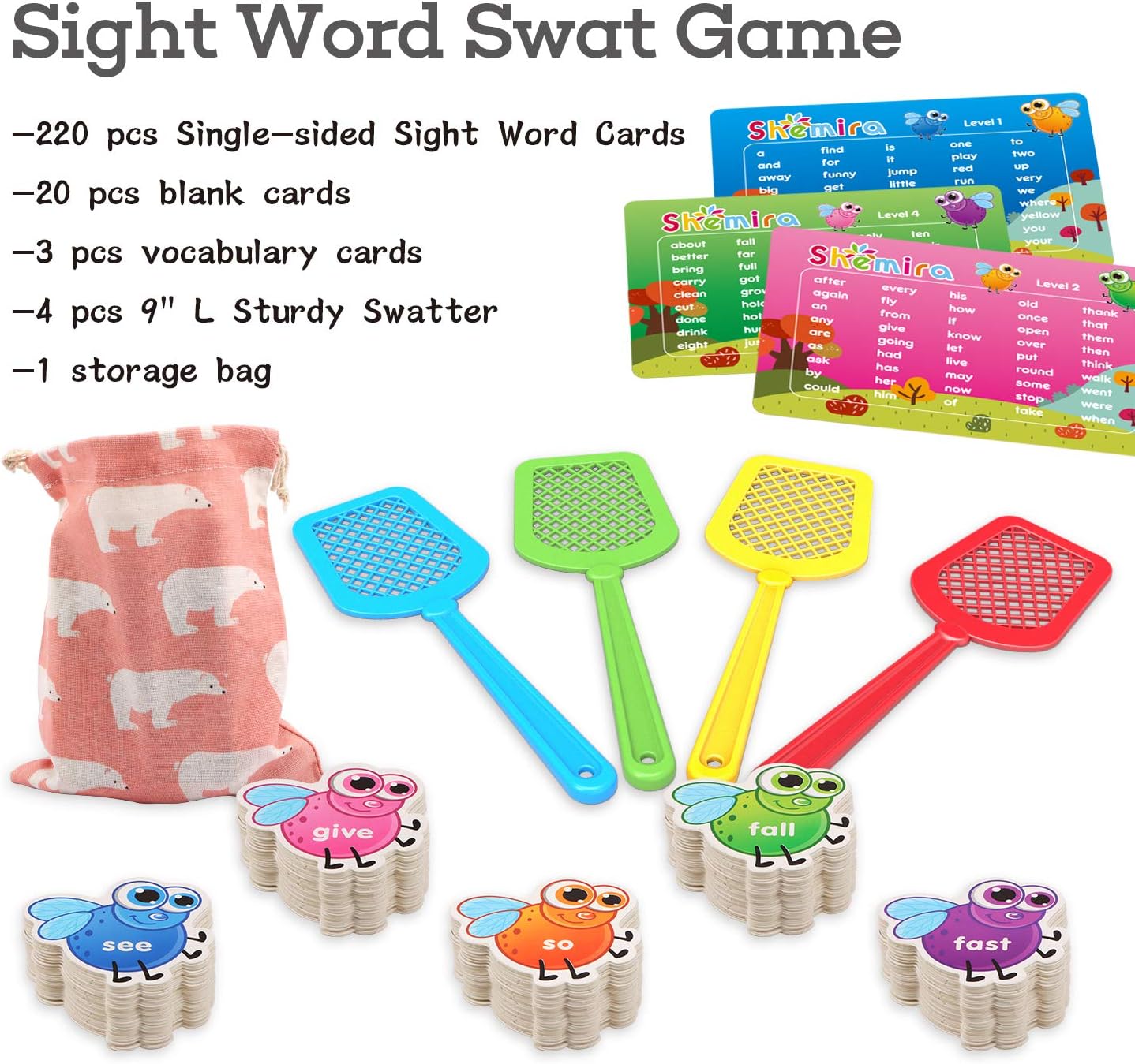 Shemira Sight Word Swat Game, juguete educativo Sight Word para niños ...