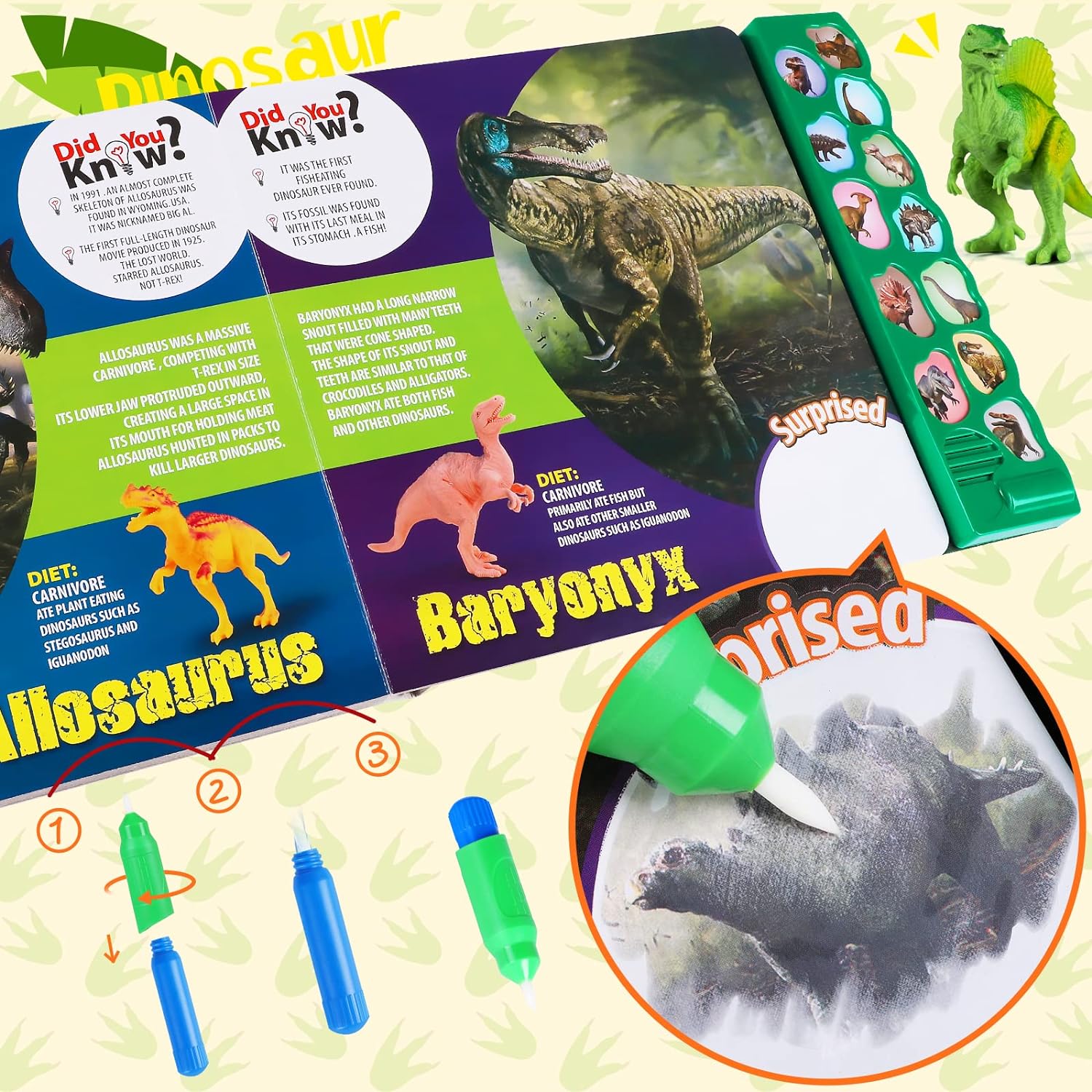 Libro interactivo de sonidos de dinosaurios con 11 figuras grandes de ...