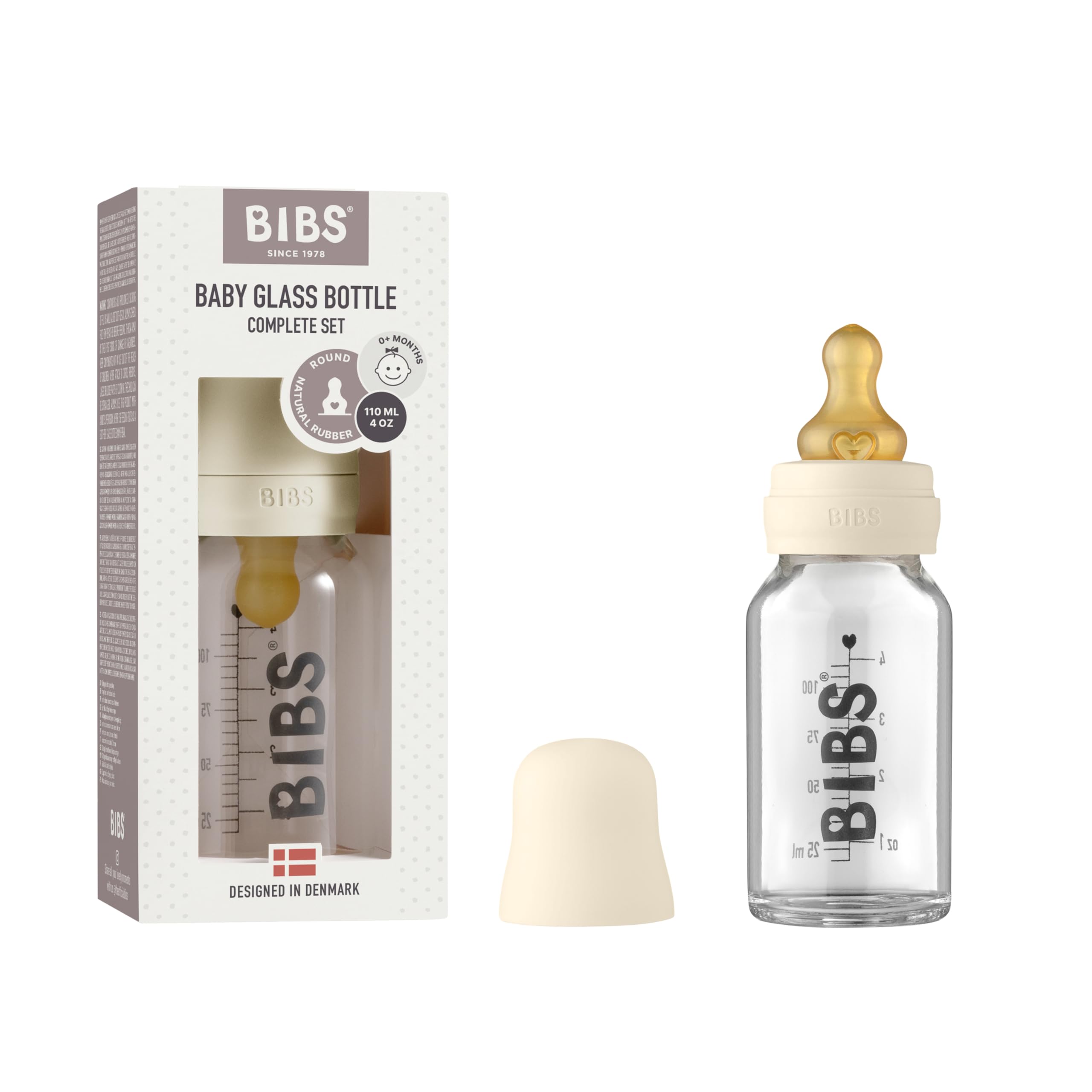 BIBS Juego completo de biberones de vidrio para bebé, 3.7 fl oz, goma ...