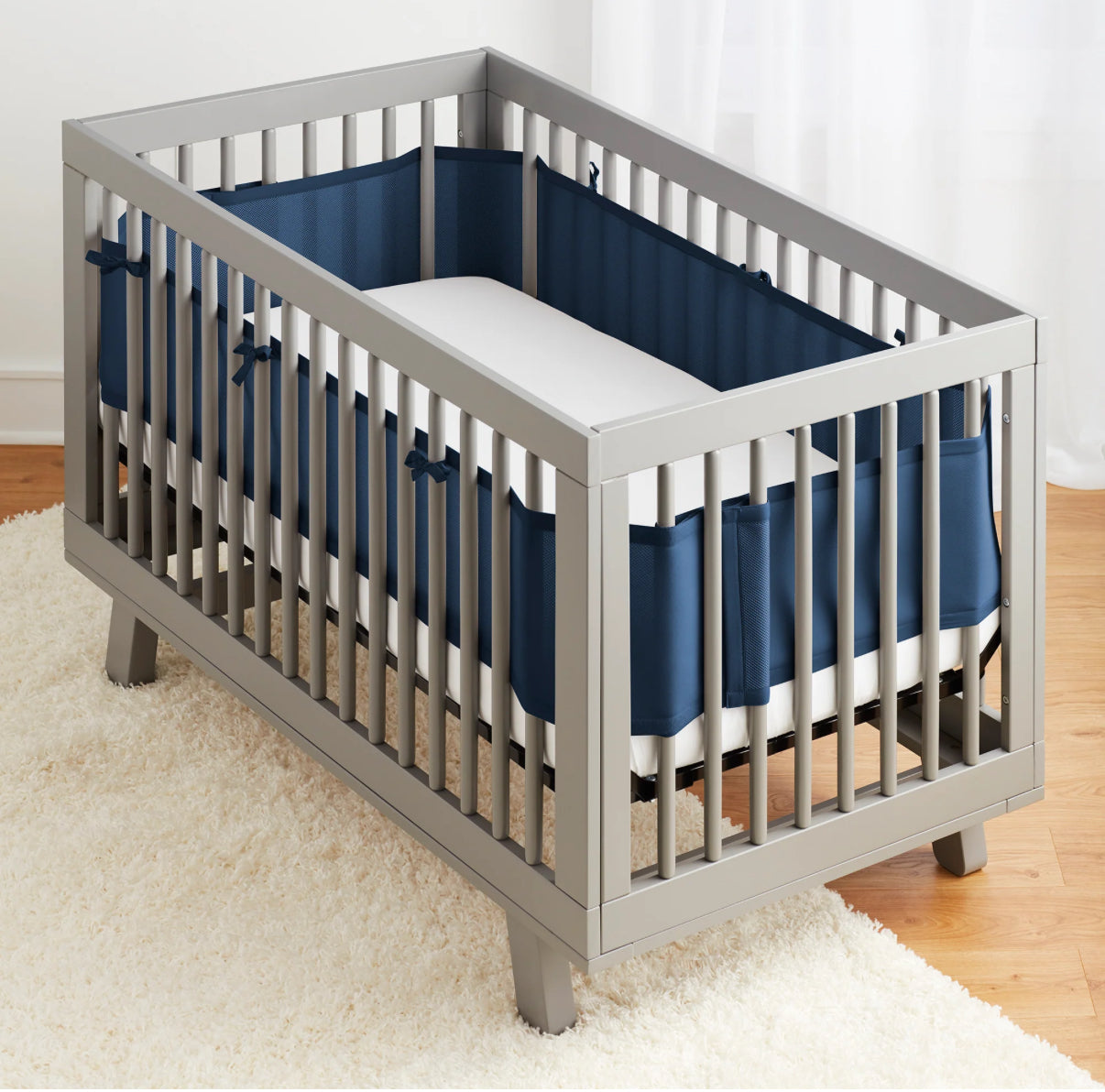 Breathable™ Mesh Liner for Full-Size Cribs, Classic 3mm Mesh, Navy ...