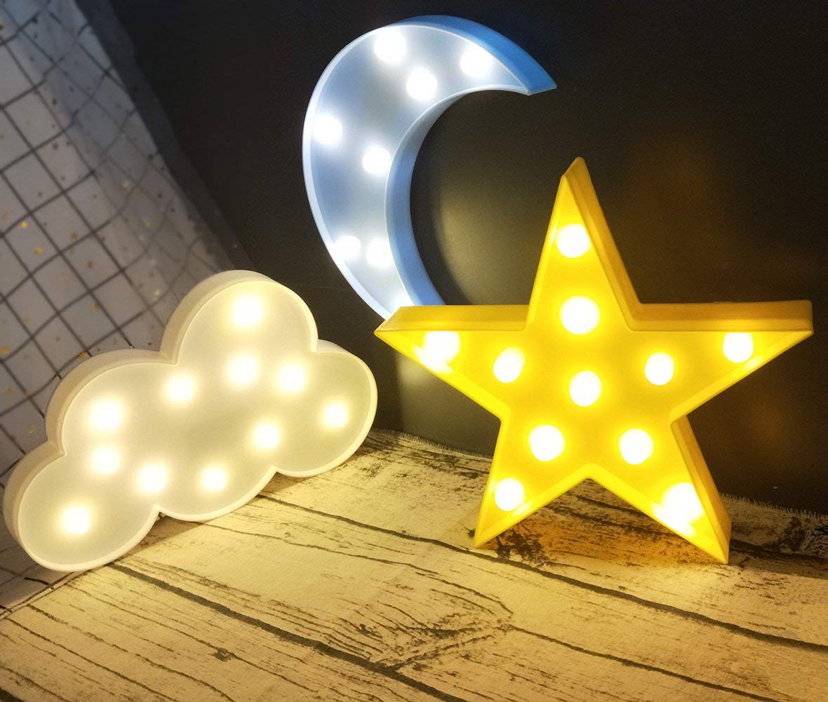 Luces LED decorativas de luna creciente, nubes y estrellas – Mom to Mom