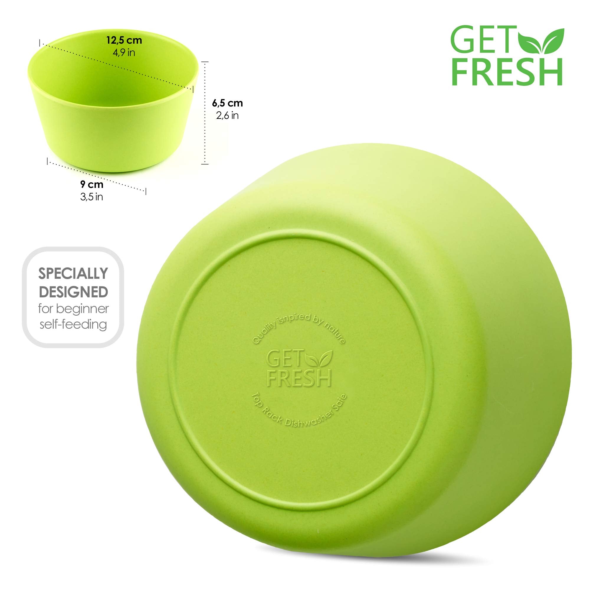 GET FRESH Tazones de bambú para refrigerios para niños, juego de 4 taz ...