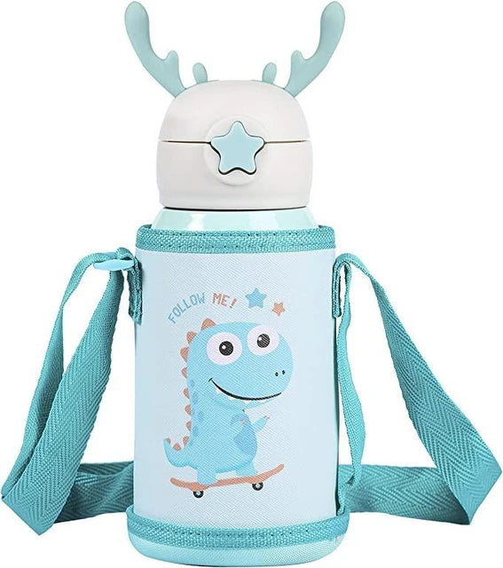 Botella de agua para niños, de acero inoxidable, con pajilla, 17 onzas ...